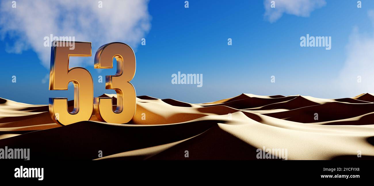 UAE's 53 National Day Celebration - Golden 53 in Desert Sand - 3D ...