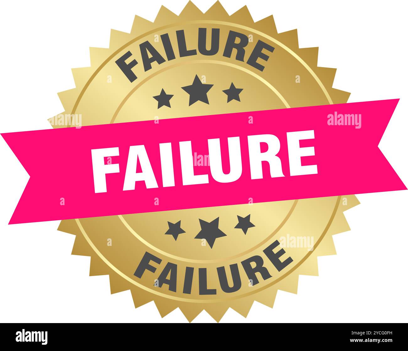 failure round pink and gold label isolated on transparent background ...