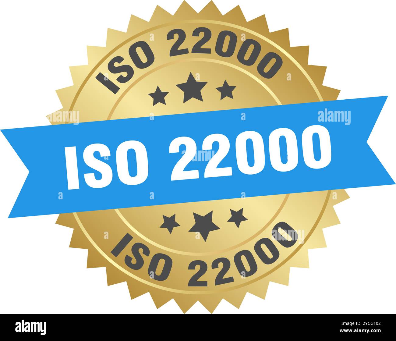 iso 22000 round blue and gold label isolated on transparent background. iso 22000 Stock Vector ...