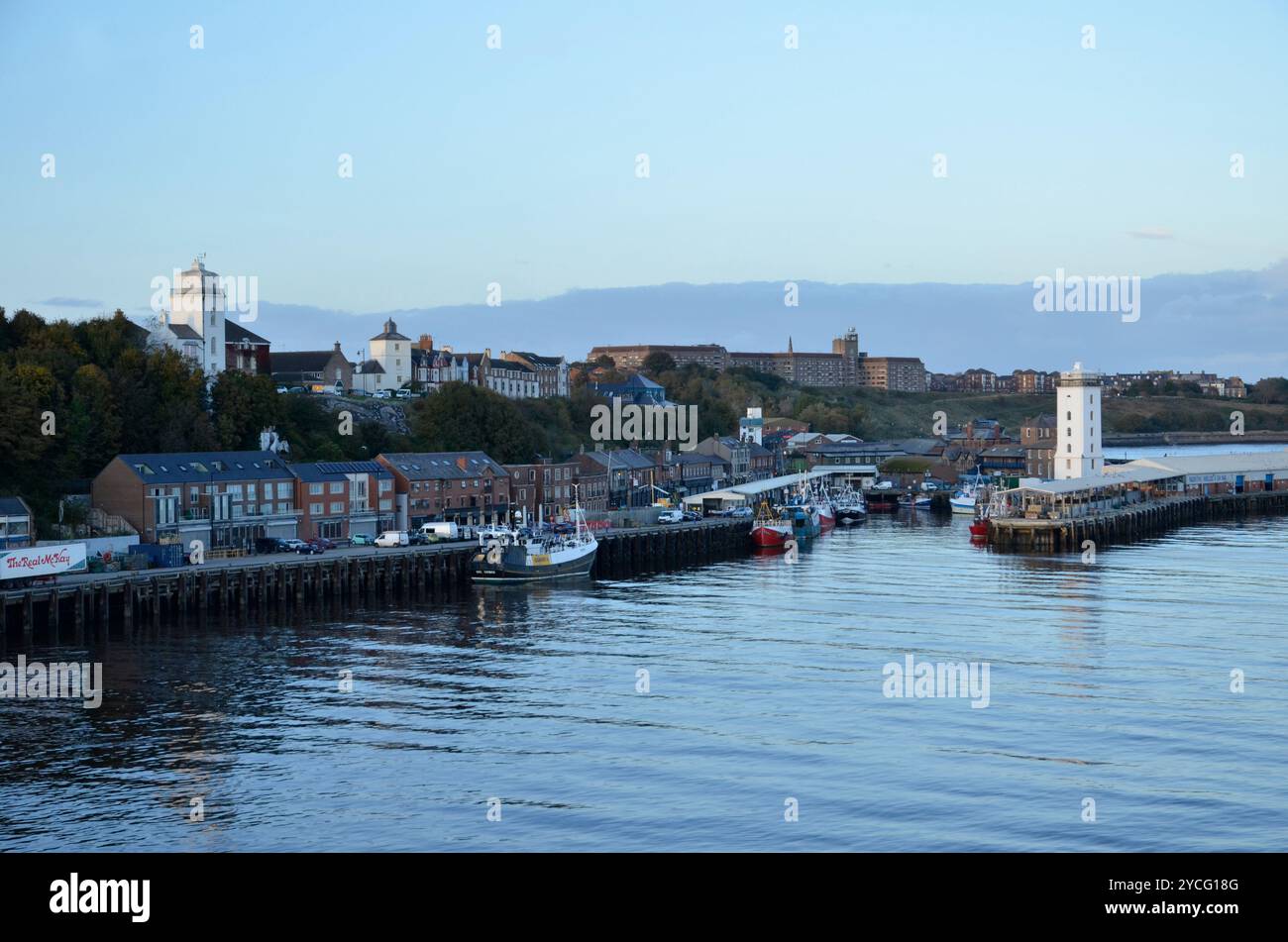 The Fish Quay at North Shields on the River Tyne, with the High Light ...