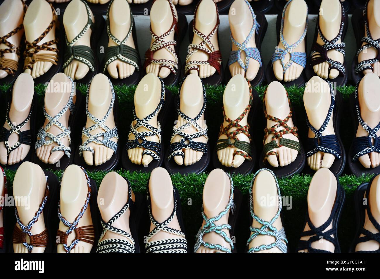 "Floating market Thailand" close up image of Ladies sandals beautifully ...