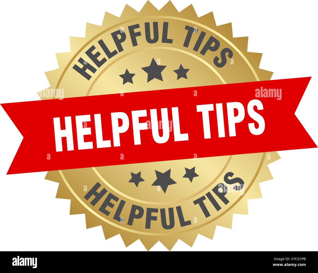 helpful tips round red and gold label isolated on transparent ...