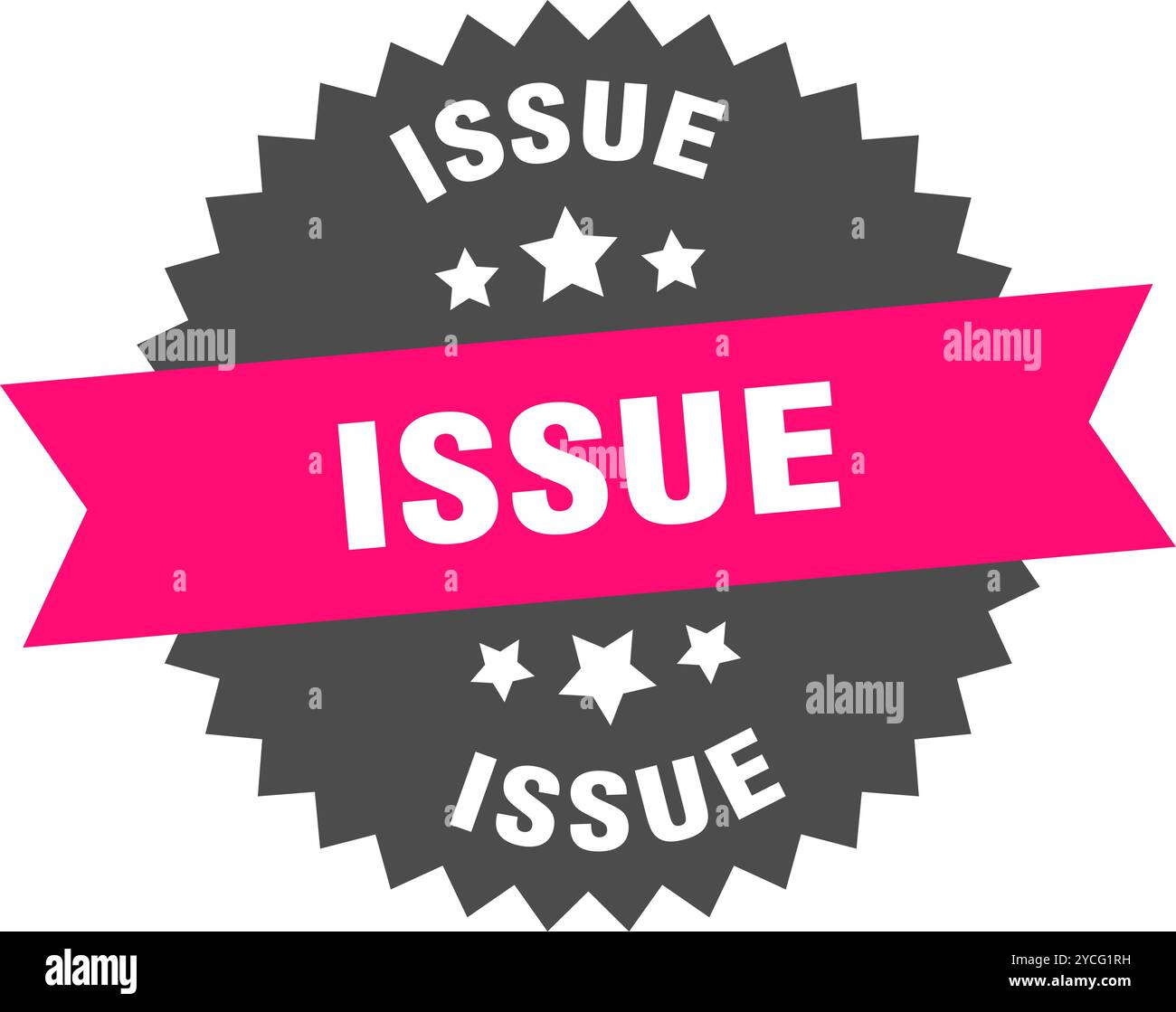 issue round pink label isolated on transparent background. issue Stock ...