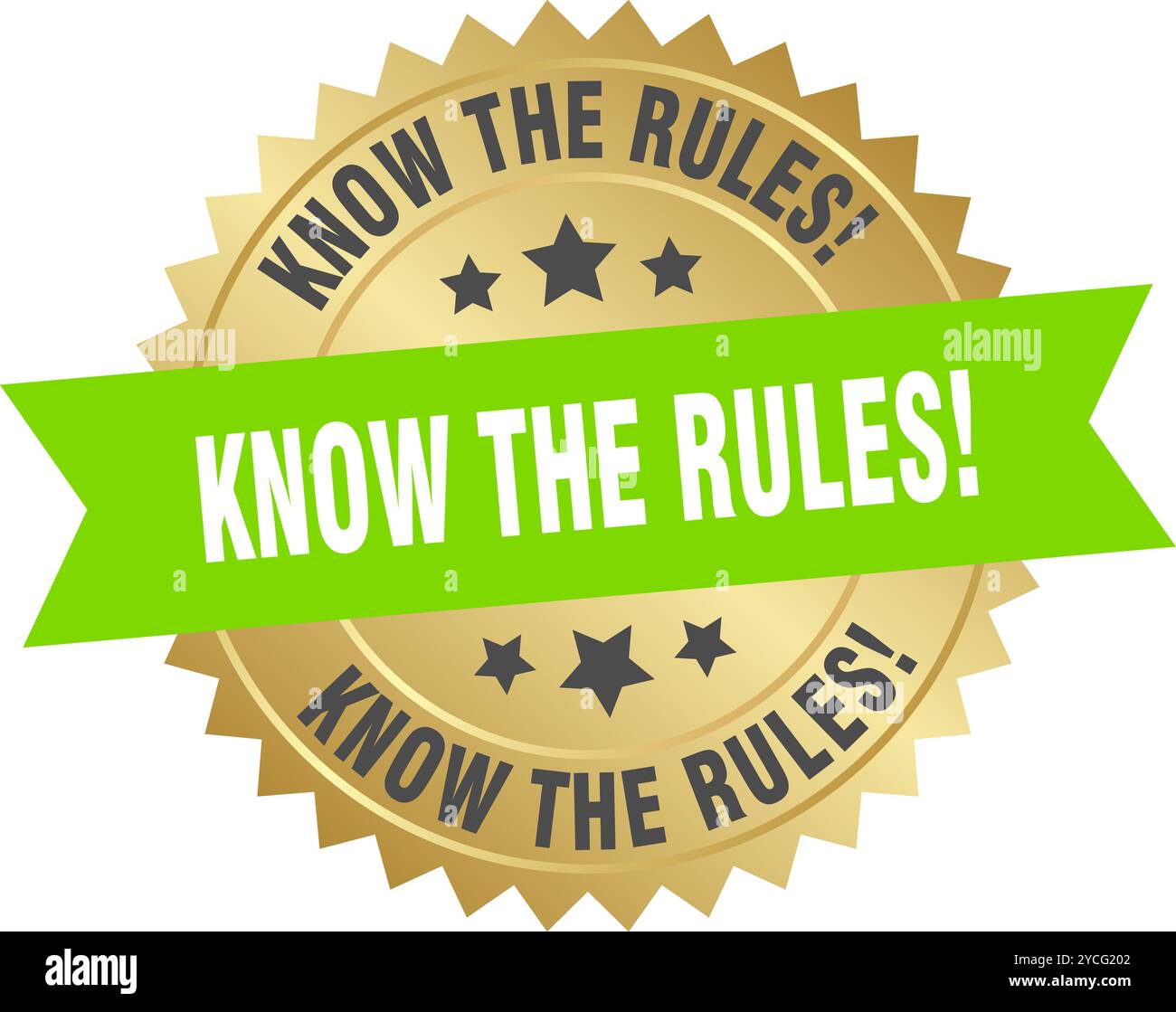 know the rules round green and gold label isolated on transparent ...
