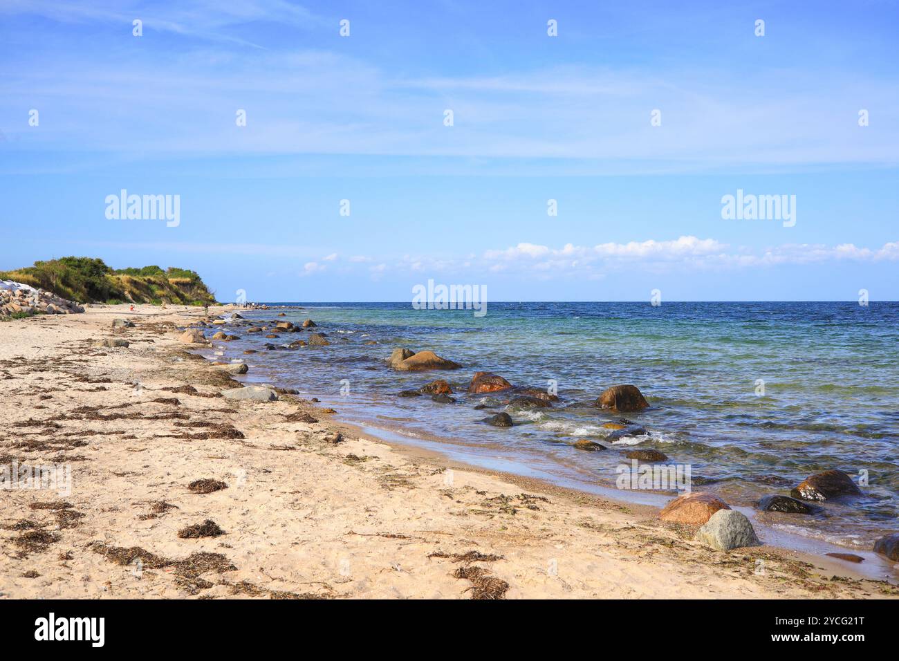 The stoney beach of Staberhuk at the baltic sea island Fehmarn ...