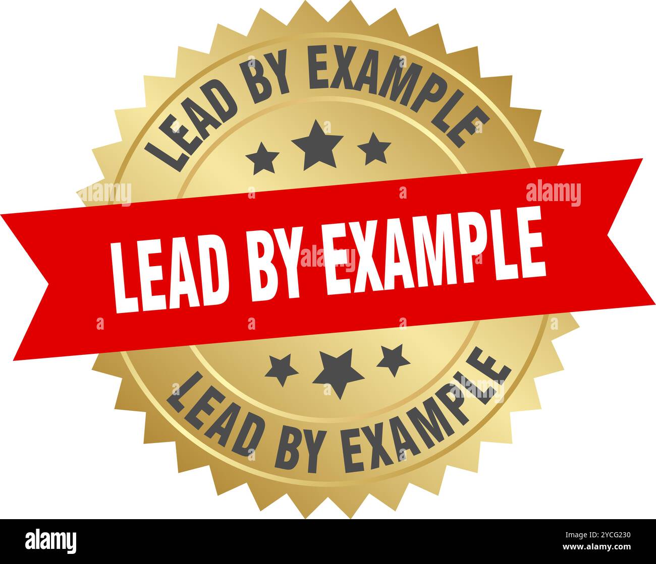 lead by example round red and gold label isolated on transparent ...