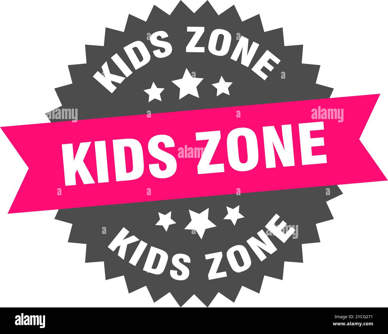 kids zone round pink label isolated on transparent background. kids ...