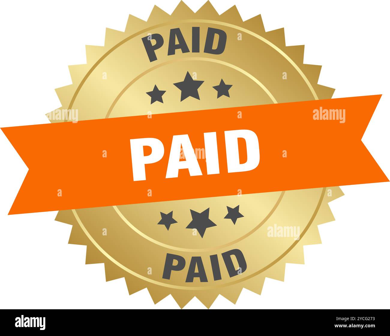 paid round orange and gold label isolated on transparent background ...