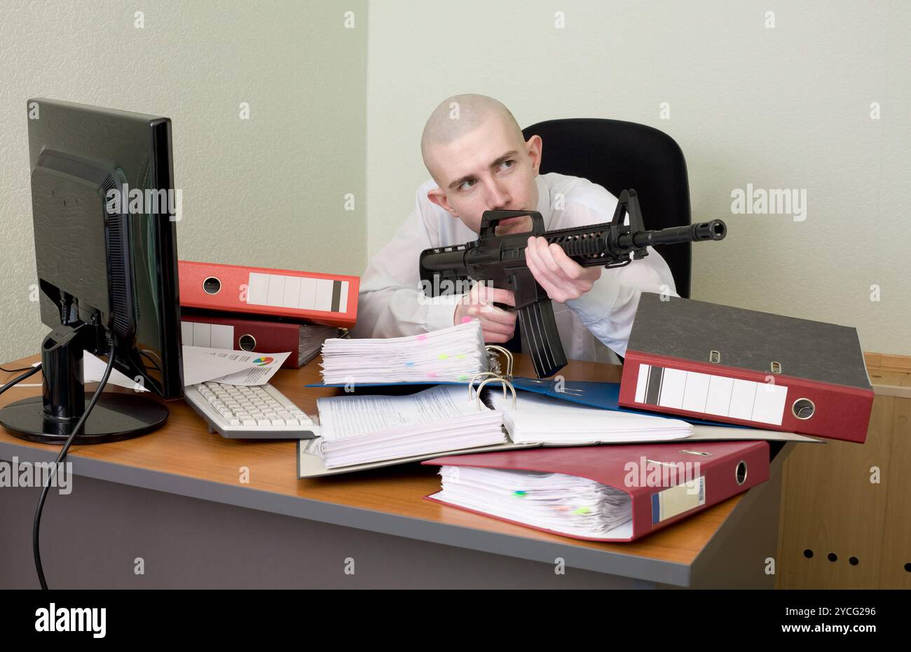 The chief accountant armed with a rifle Stock Photo - Alamy