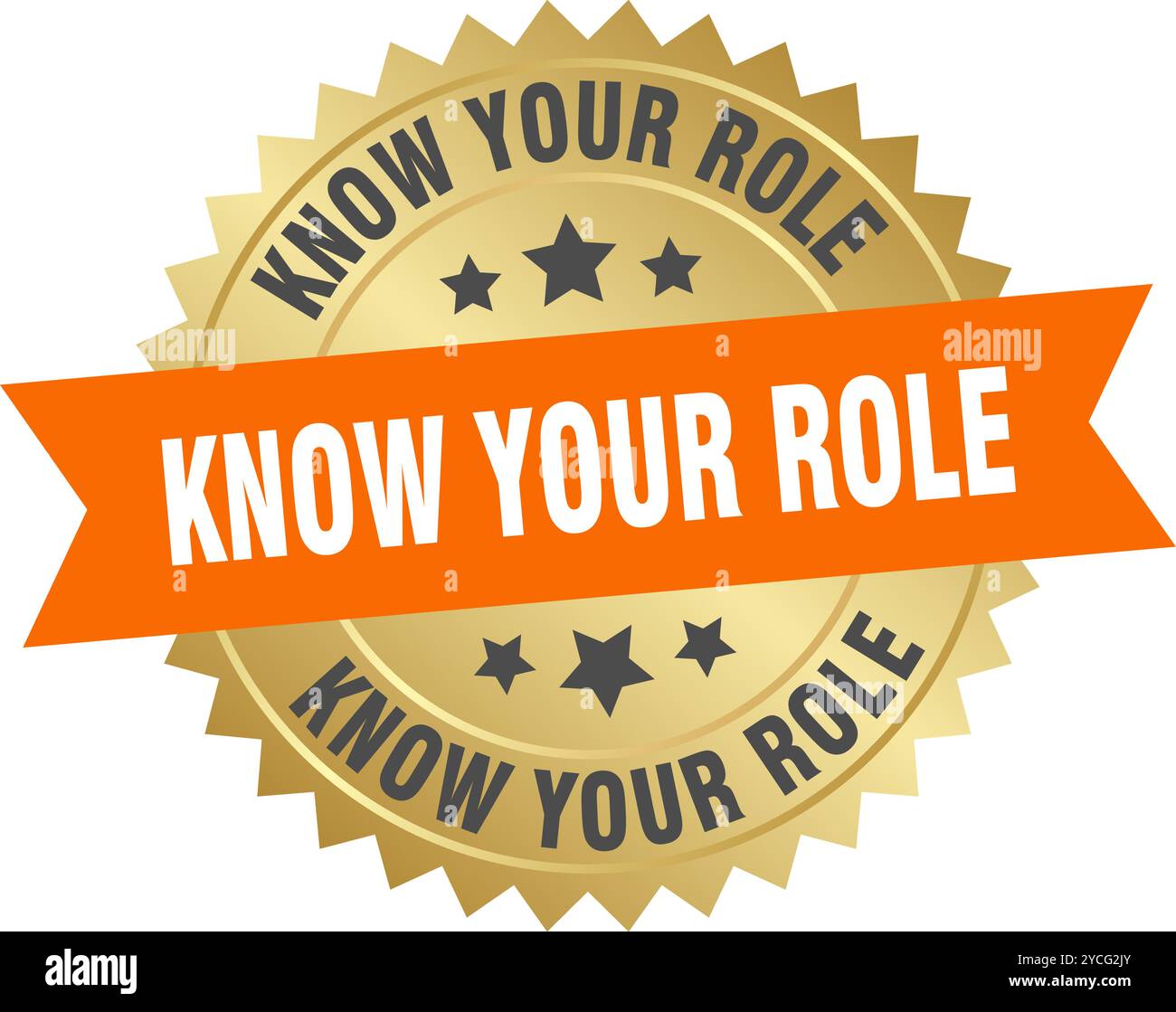 know your role round orange and gold label isolated on transparent ...