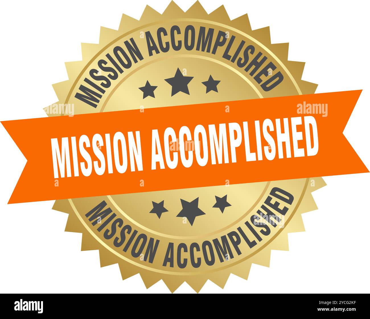 mission accomplished round orange and gold label isolated on ...