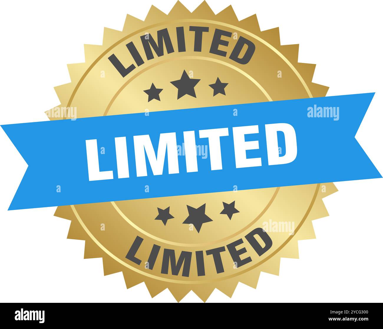 limited round blue and gold label isolated on transparent background ...