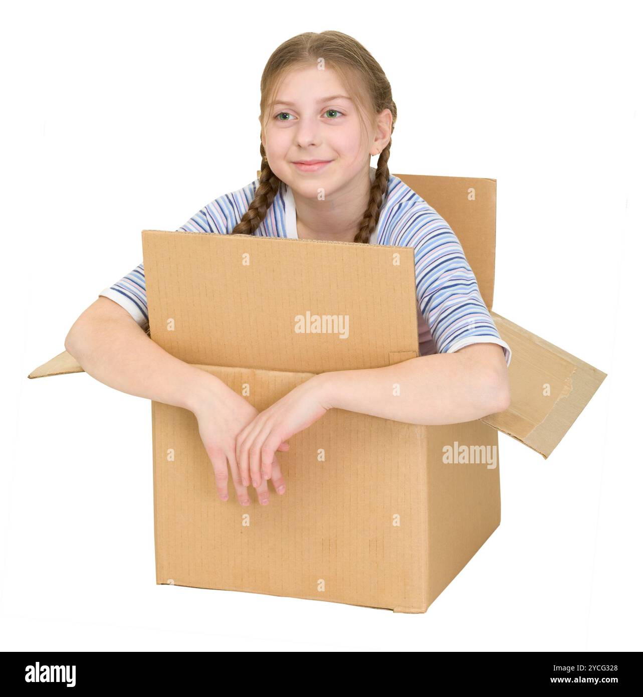 Kawaii girl in the cardboard box Stock Photo - Alamy