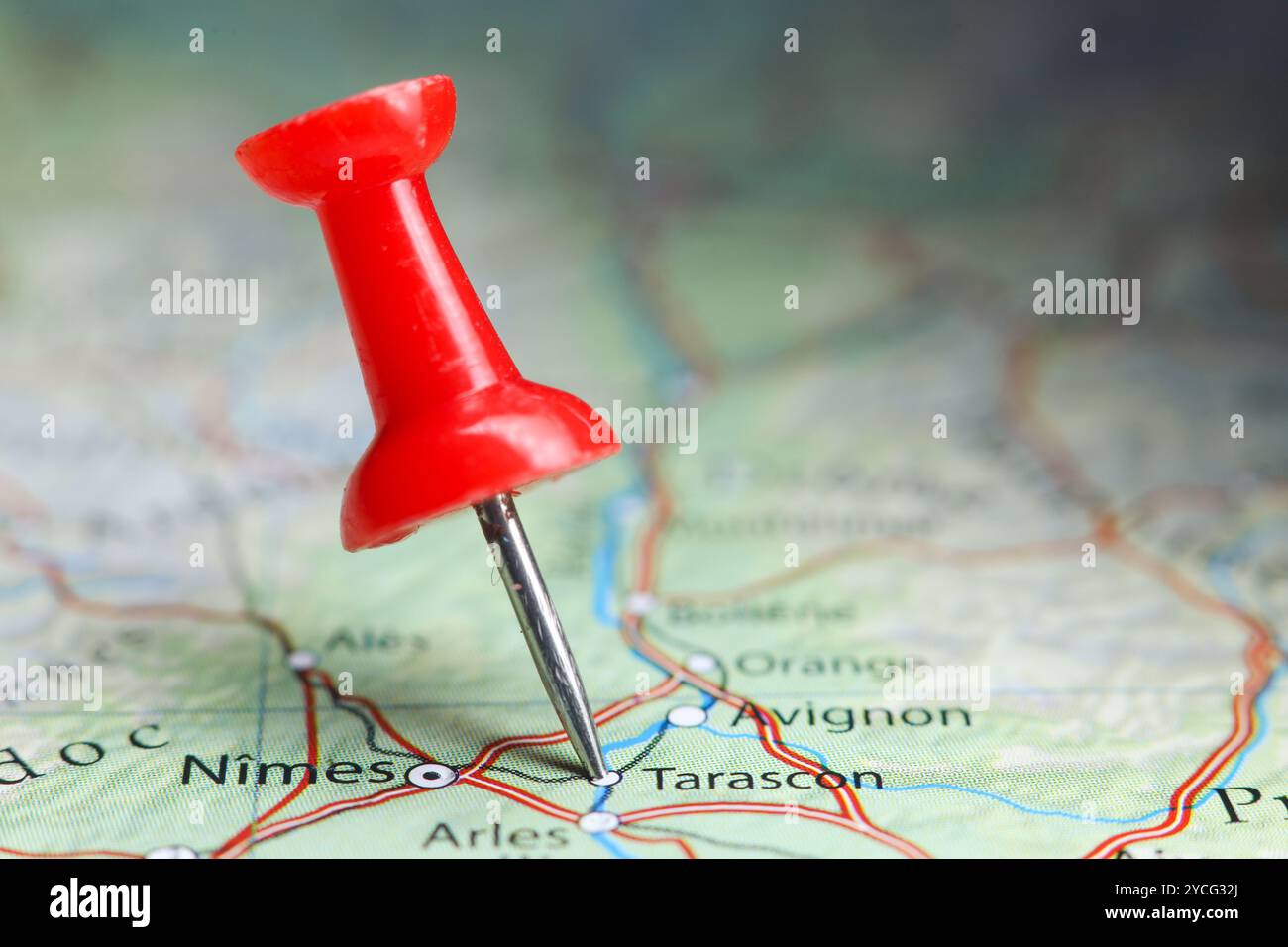 Tarascon, France pin on map Stock Photo - Alamy