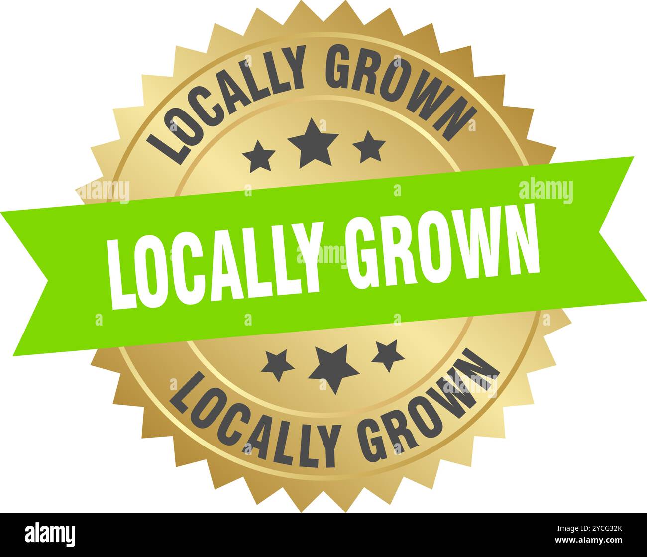 locally grown round green and gold label isolated on transparent ...