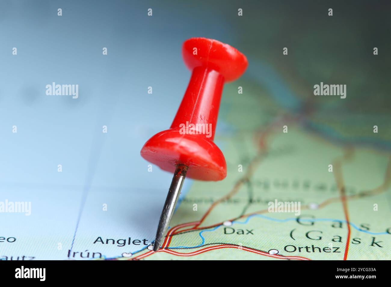 Anglet, France pin on map Stock Photo - Alamy