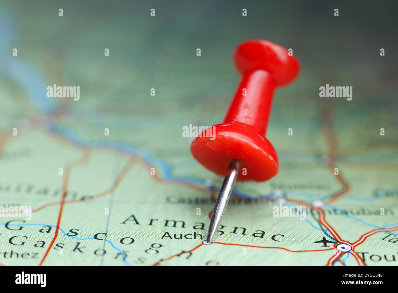 Auch, Armagnac, France pin on map Stock Photo - Alamy