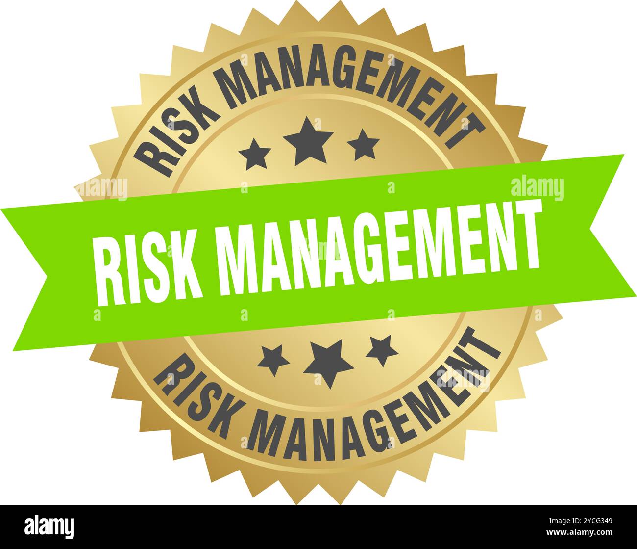 risk management round green and gold label isolated on transparent ...
