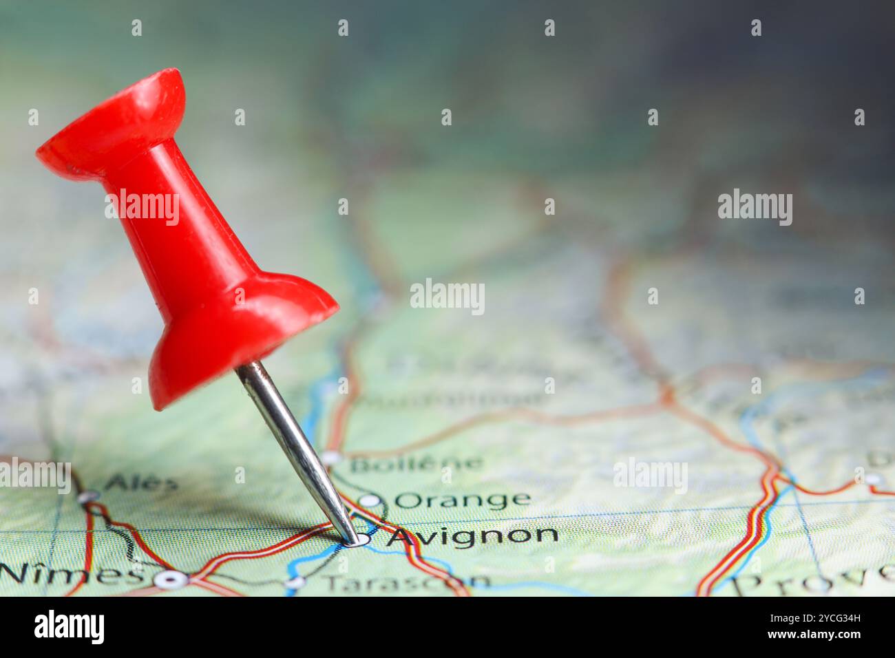 Avignon, France pin on map Stock Photo - Alamy