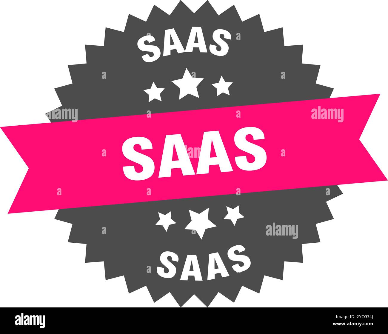saas round pink label isolated on transparent background. saas Stock ...