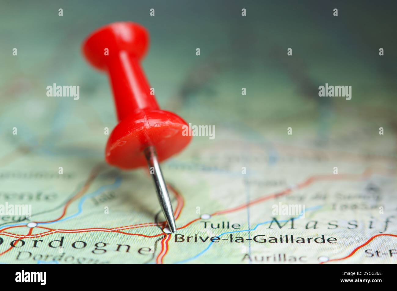 Brive la Gaillarde, France pin on map Stock Photo - Alamy