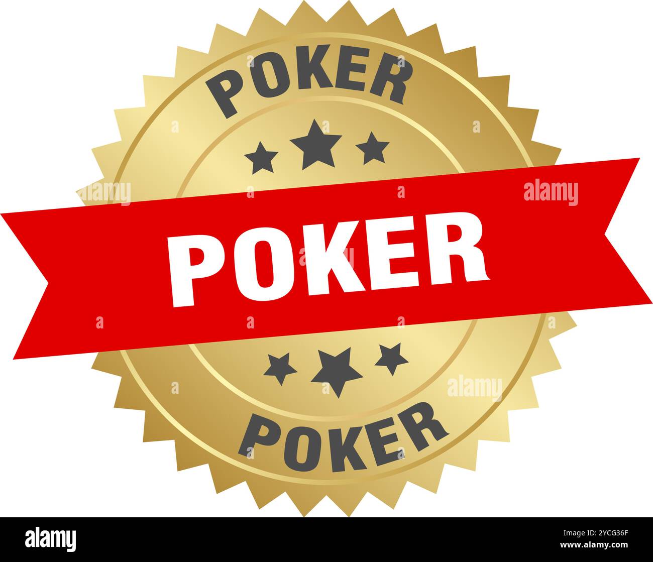 poker round red and gold label isolated on transparent background ...