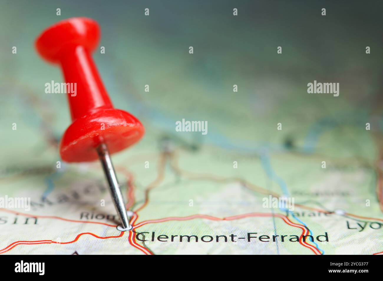 Clermond Ferrand, France pin on map Stock Photo - Alamy