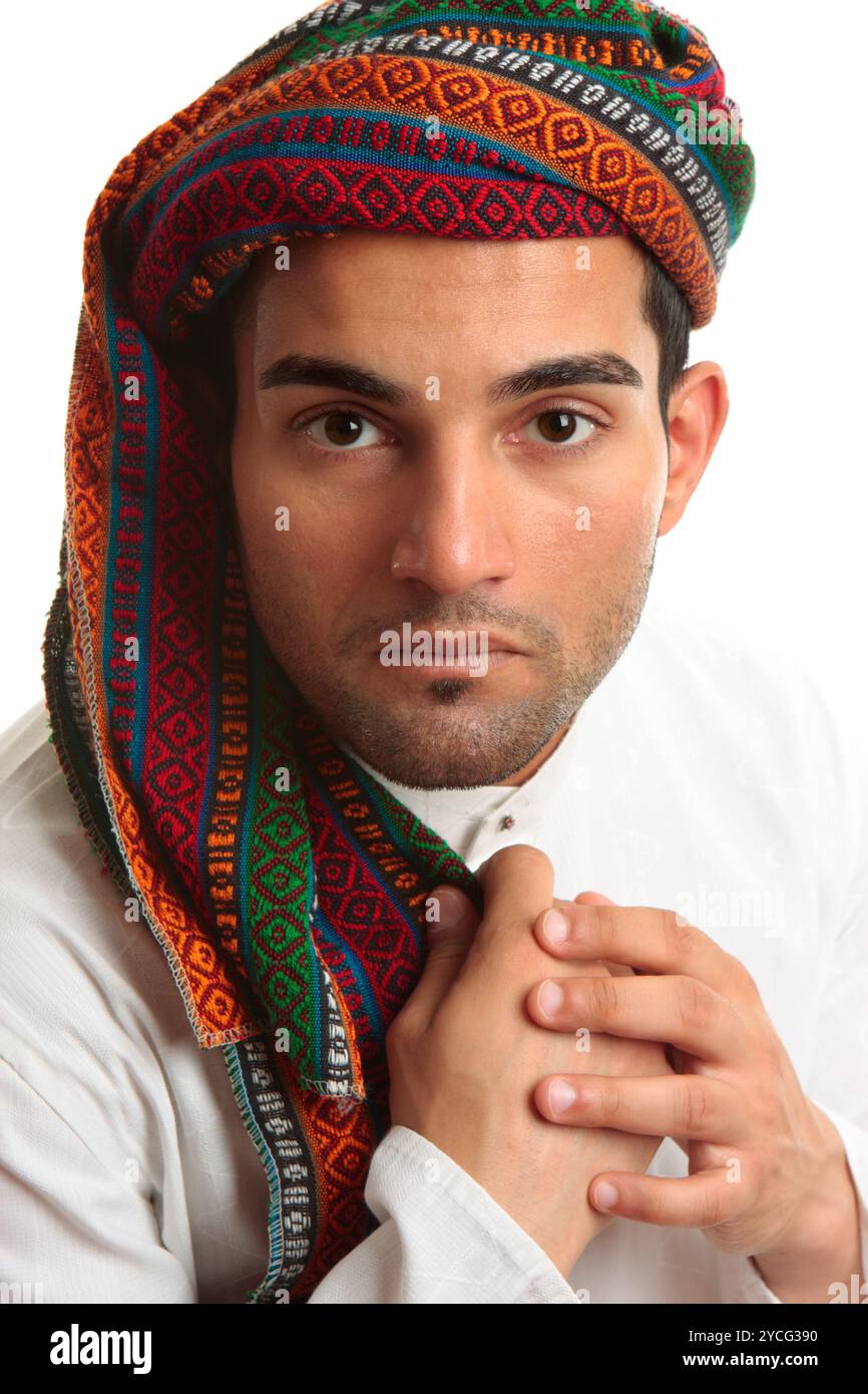 Arab man wearing white turban hi-res stock photography and images - Alamy