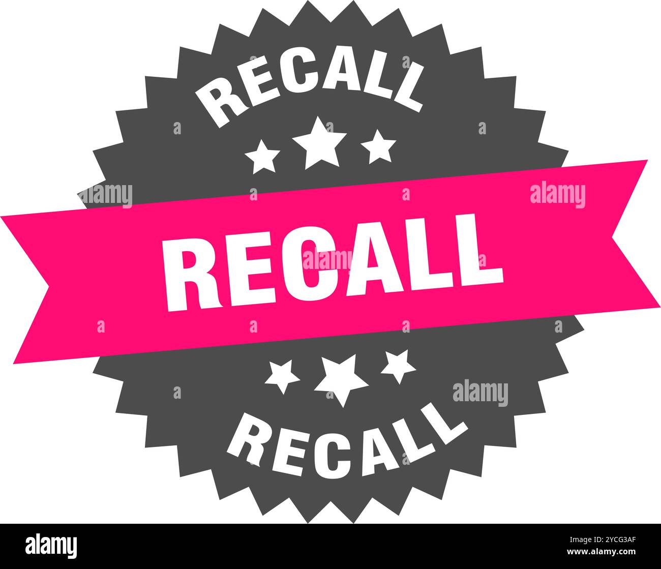 recall round pink label isolated on transparent background. recall ...