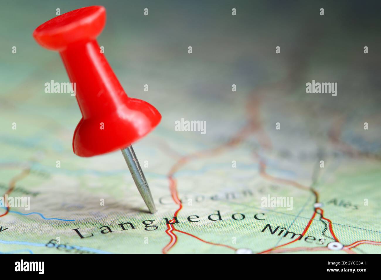 Languedoc, France pin on map Stock Photo - Alamy