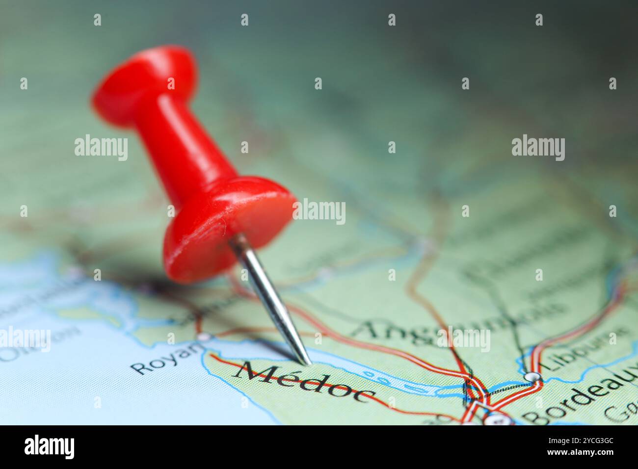Medoc, France pin on map Stock Photo - Alamy