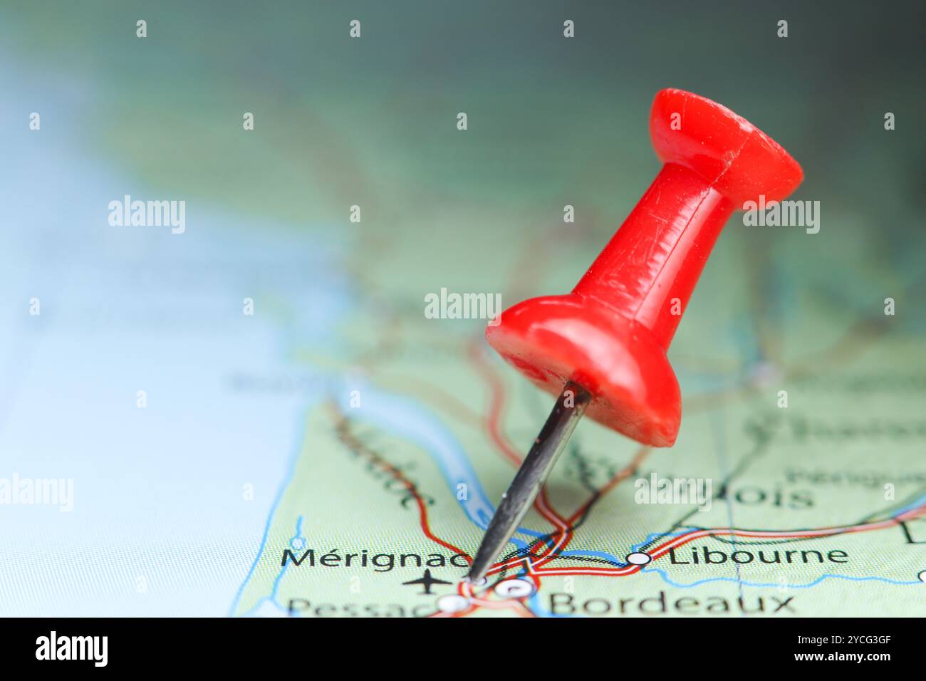 Merignac, France pin on map Stock Photo - Alamy