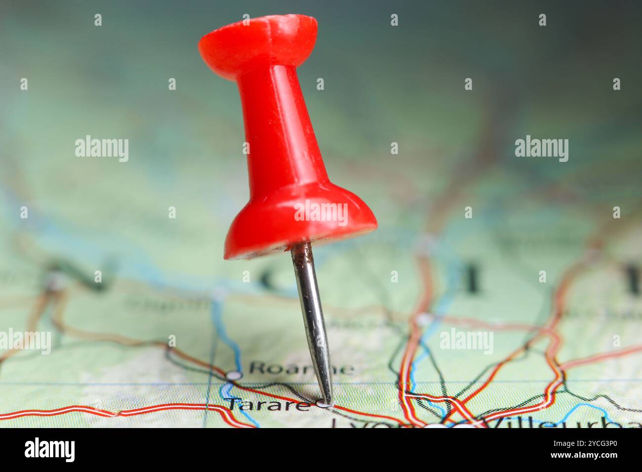 Tarare, France pin on map Stock Photo - Alamy