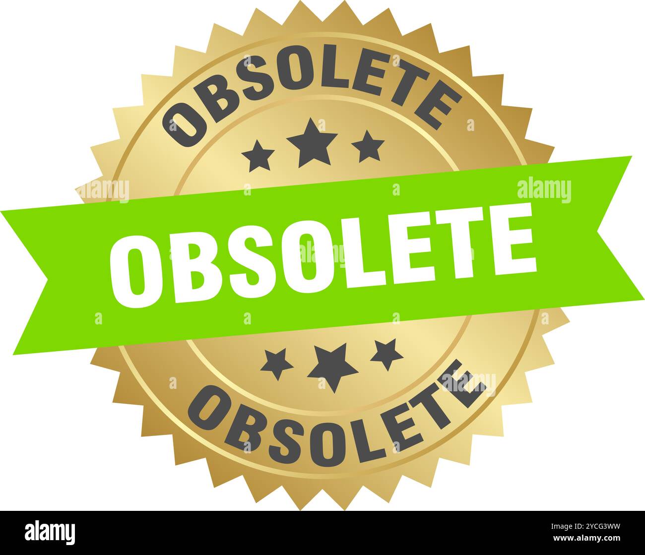 obsolete round green and gold label isolated on transparent background ...