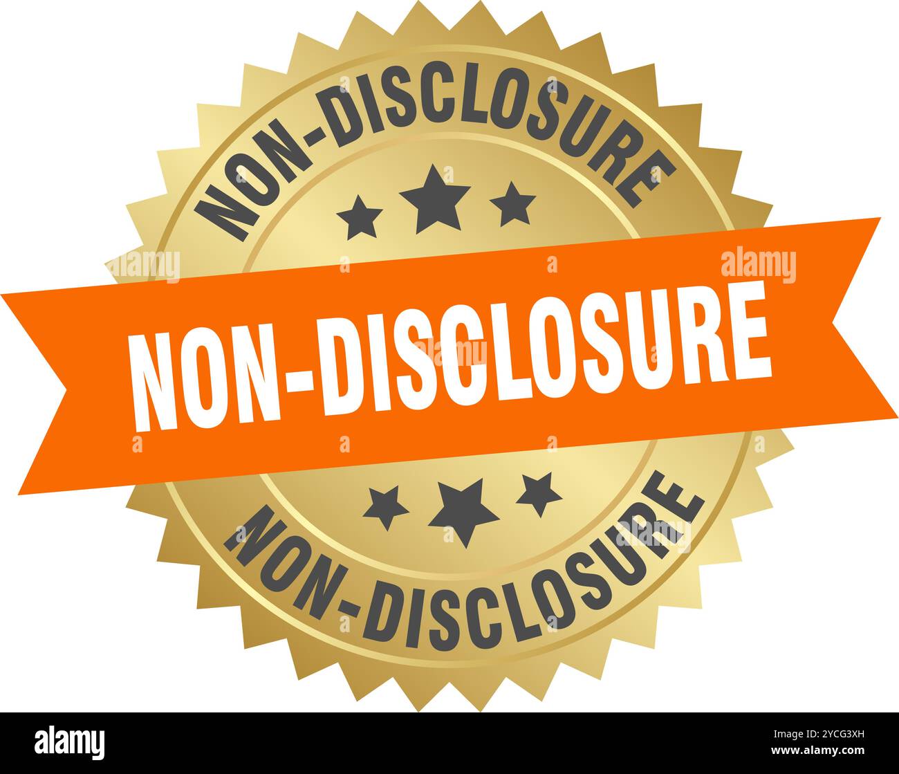 non-disclosure round orange and gold label isolated on transparent ...