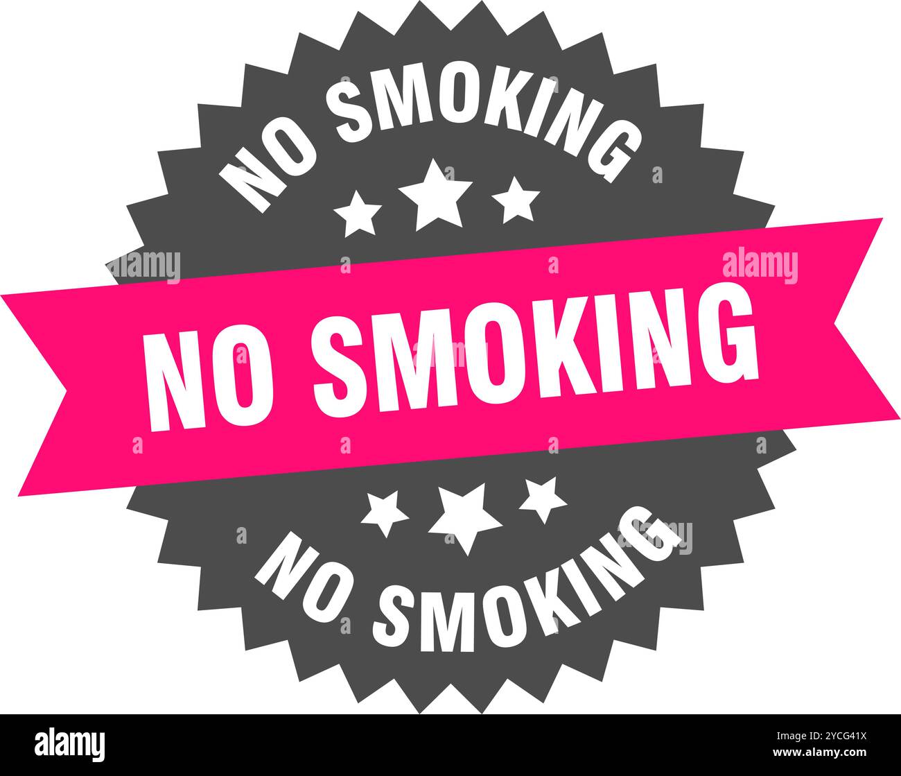 no smoking round pink label isolated on transparent background. no ...