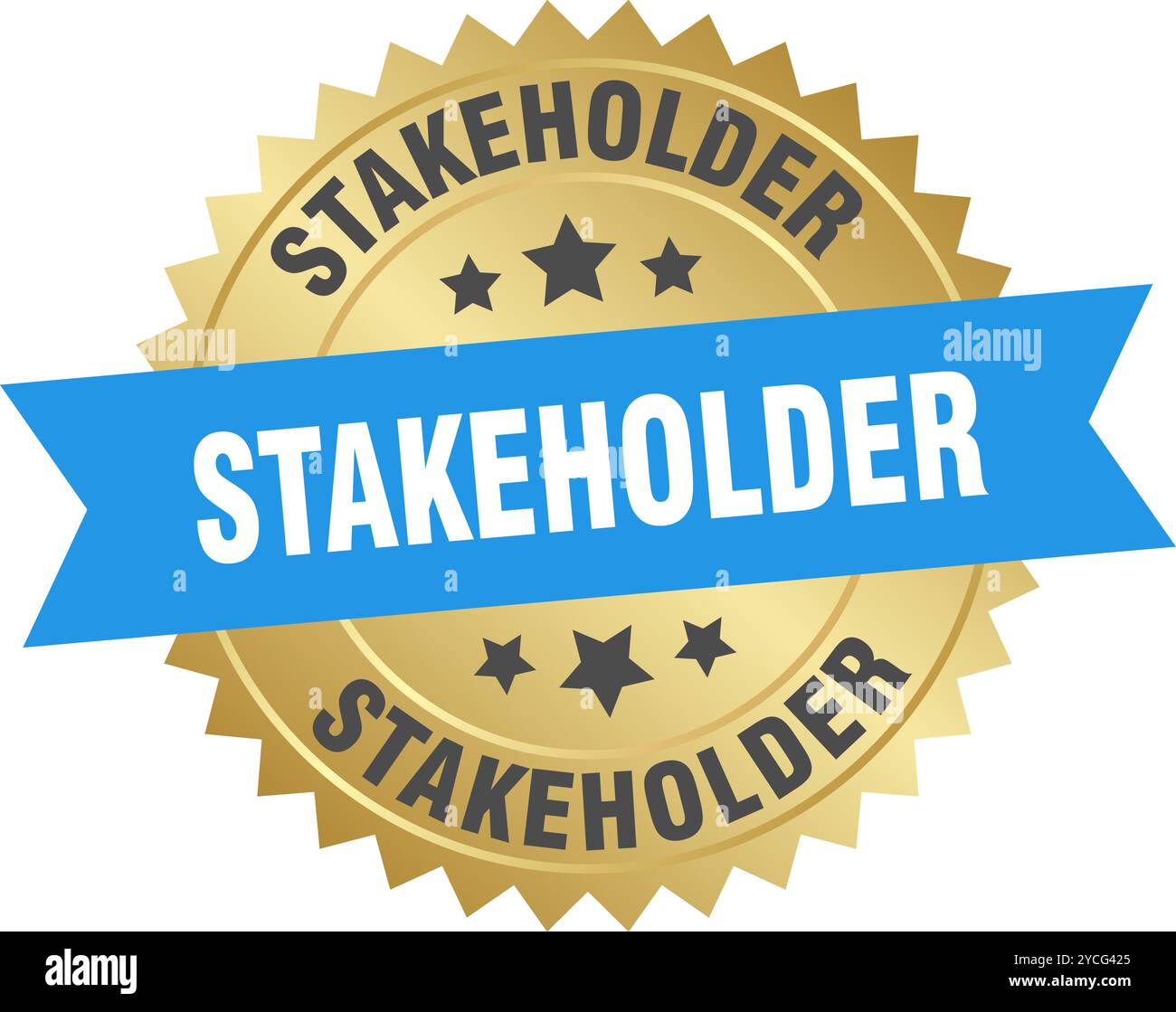 stakeholder round blue and gold label isolated on transparent ...