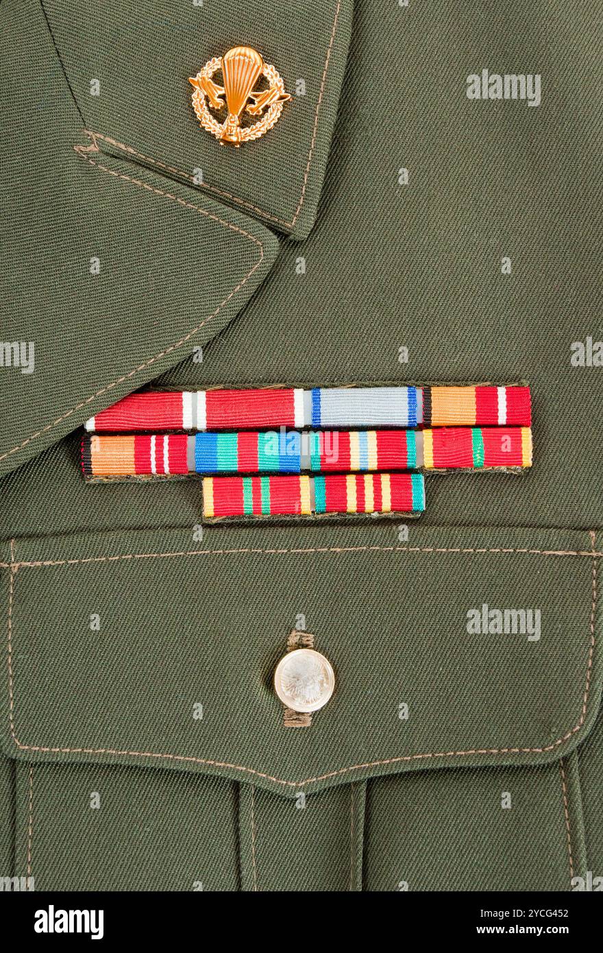 Military awards and decorations on green uniform Stock Photo - Alamy