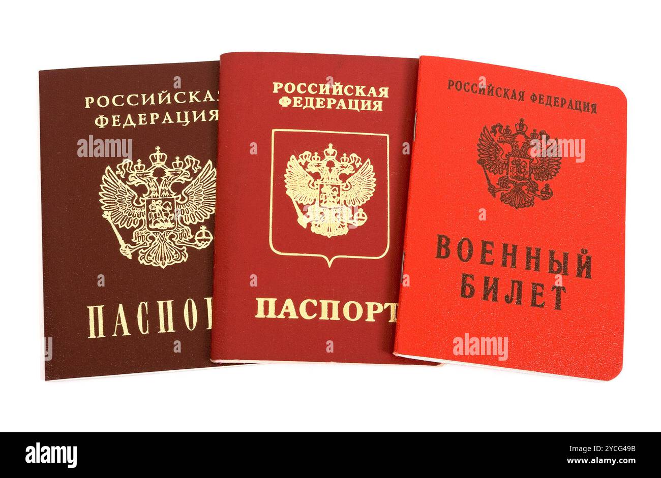 Russian passports and Military ID isolated on white background Stock ...