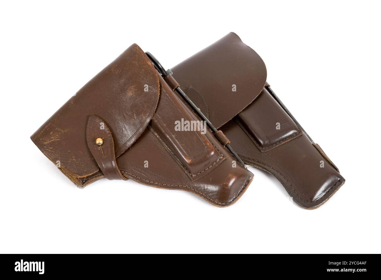 Two holsters on white background Stock Photo - Alamy
