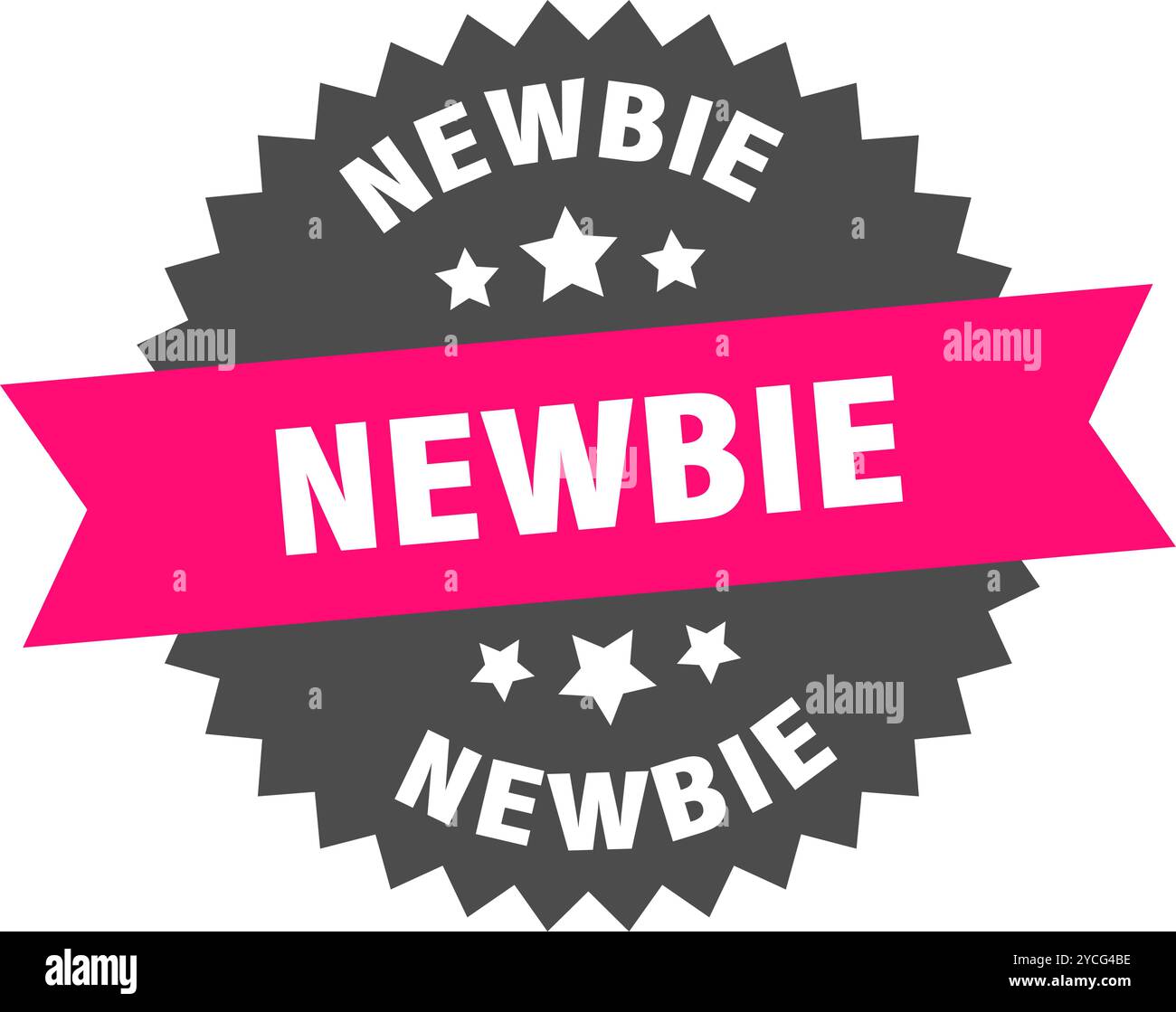 newbie round pink label isolated on transparent background. newbie ...