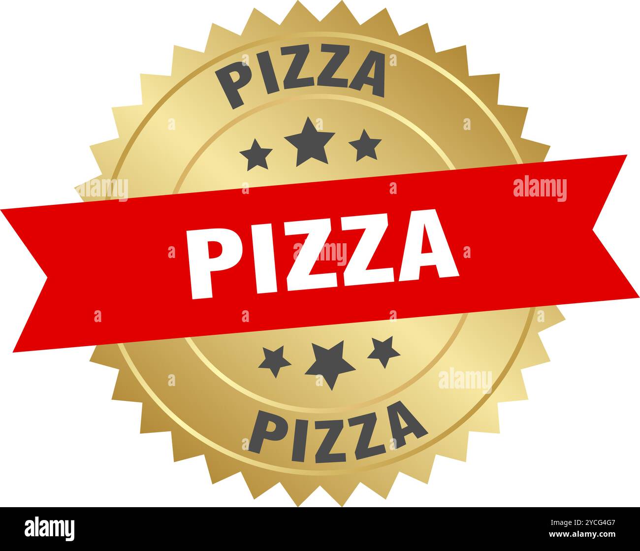 pizza round red and gold label isolated on transparent background ...