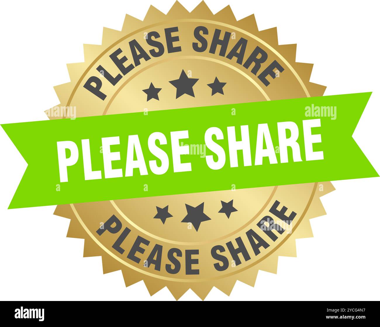 please share round green and gold label isolated on transparent ...