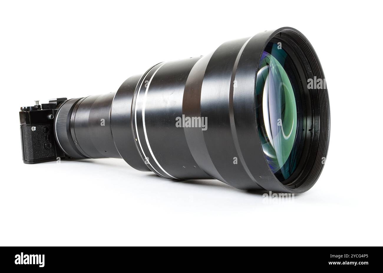 SLR analog camera with big lens on white background Stock Photo - Alamy