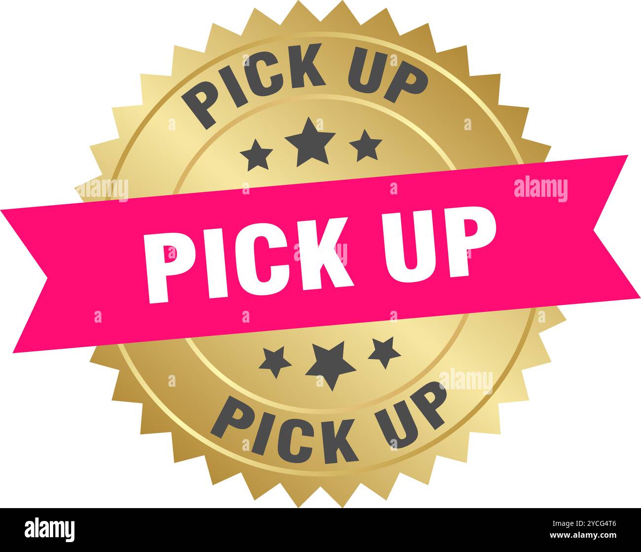 pick up round pink and gold label isolated on transparent background ...