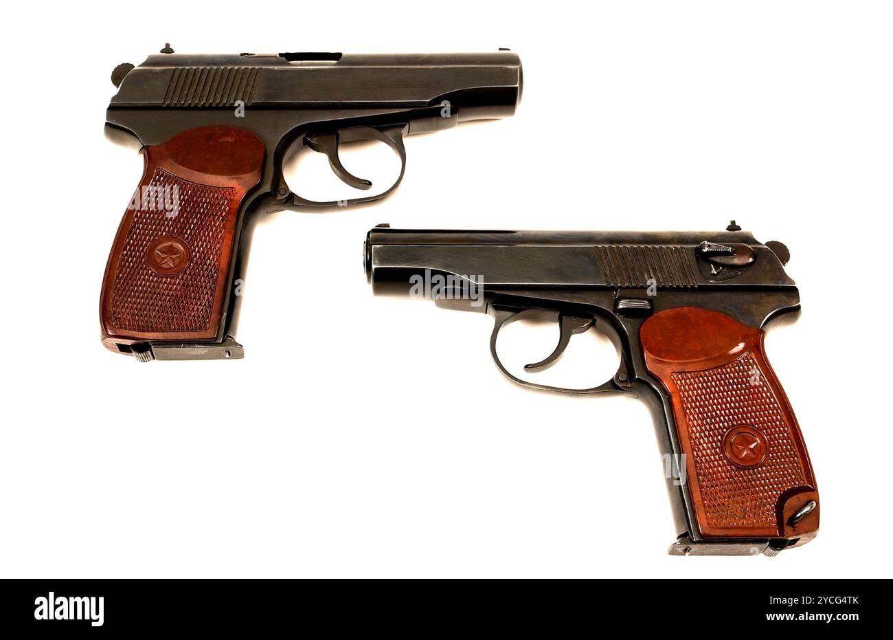 Two russian 9mm handguns isolated on the white background Stock Photo ...