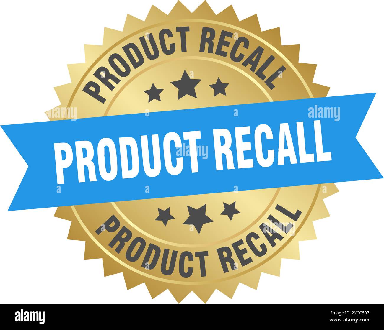 product recall round blue and gold label isolated on transparent ...
