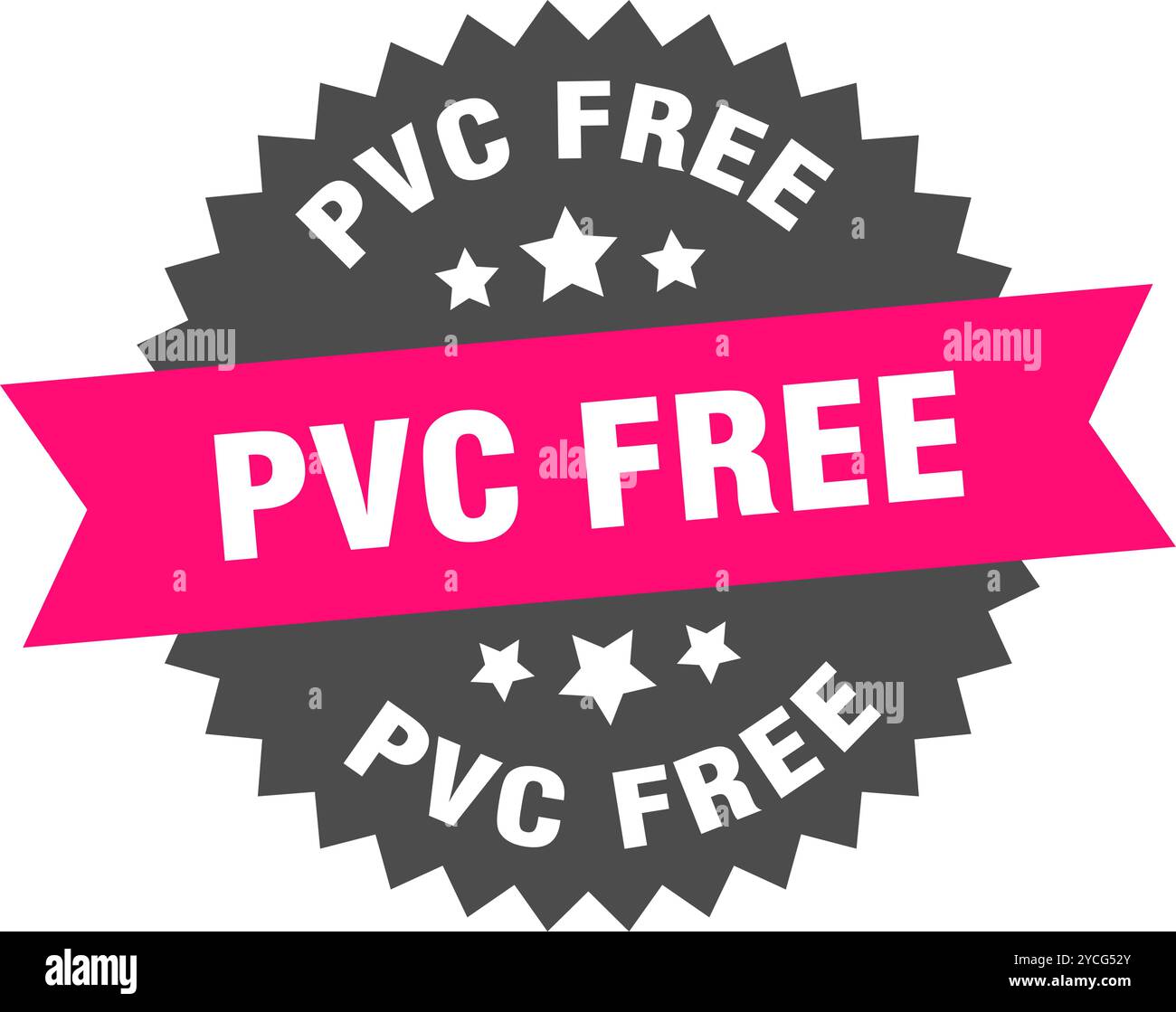 pvc free round pink label isolated on transparent background. pvc free ...
