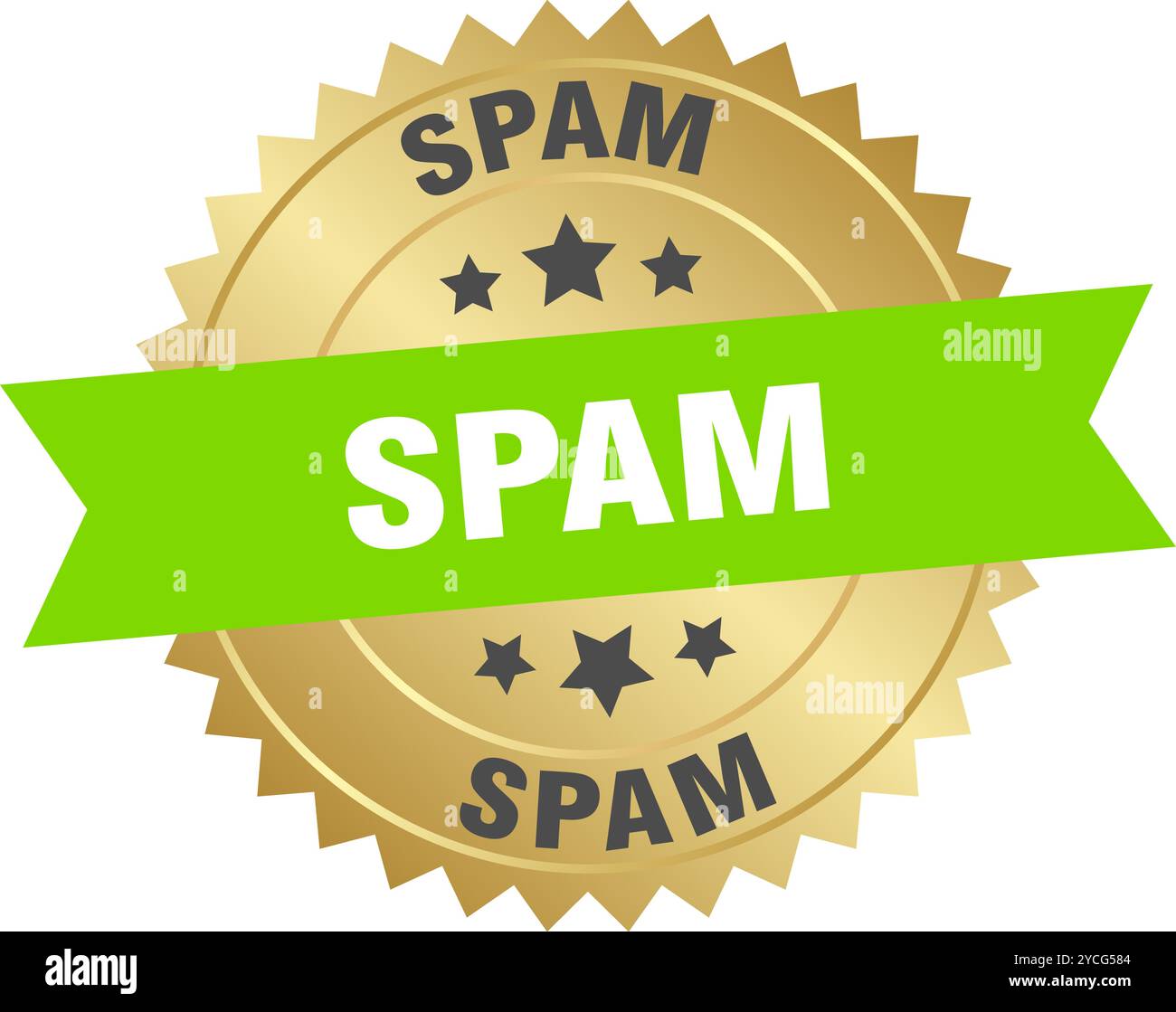 spam round green and gold label isolated on transparent background ...