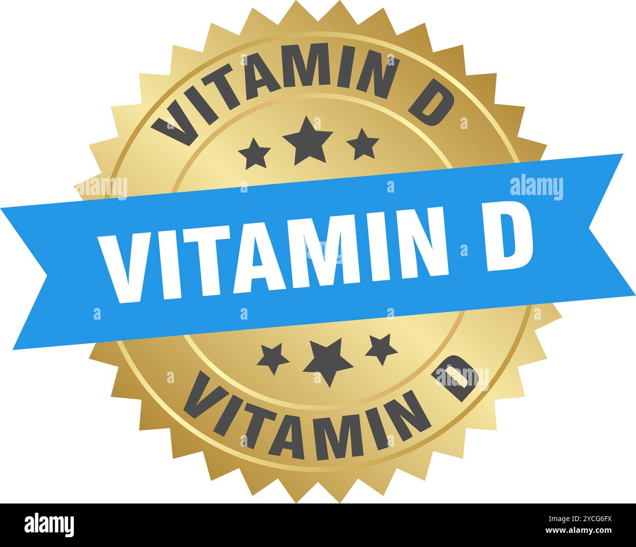vitamin d round blue and gold label isolated on transparent background ...